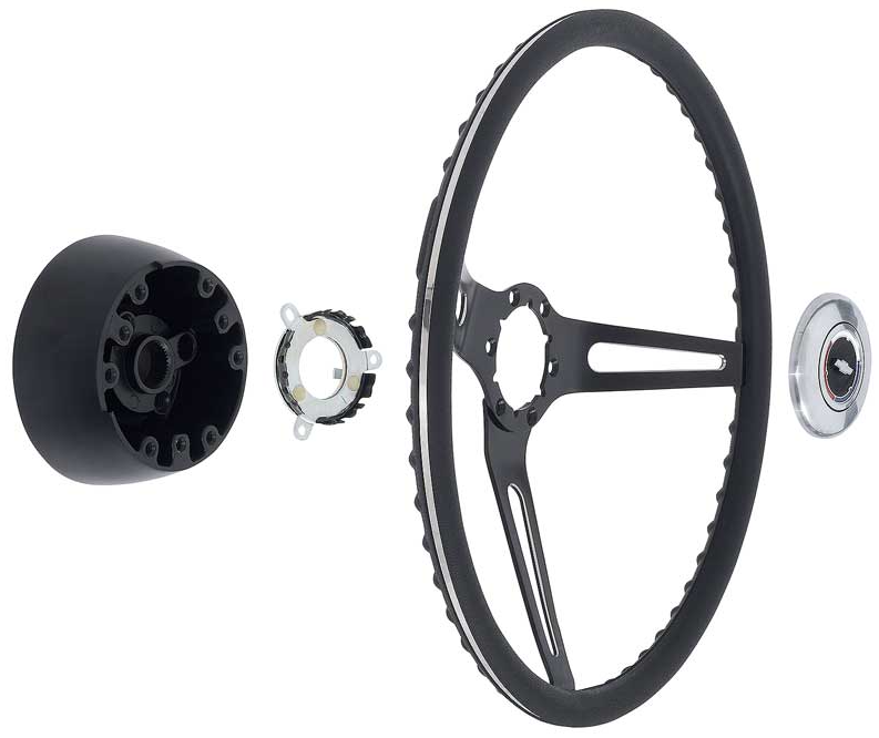 OER 15" Black Grip Cushioned Steering Wheel Kit For 1969-1972 Chevy ...