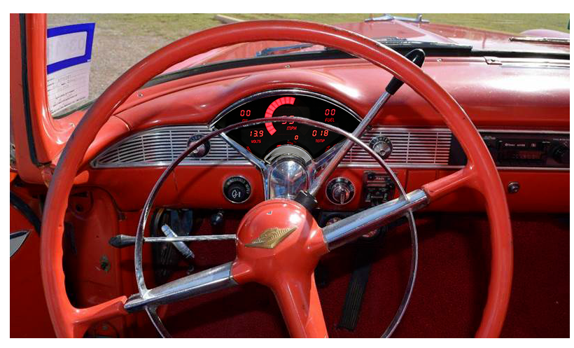 Intellitronix Teal LED Digital Gauge Cluster 1955-1956 Chevy Bel Air 1 ...